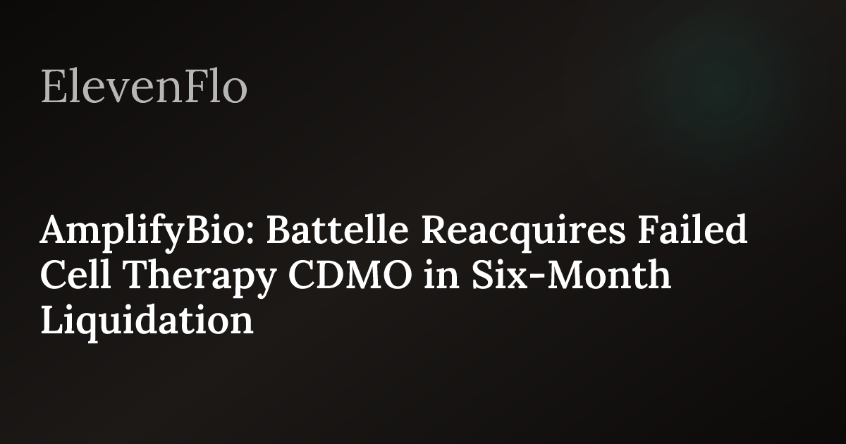 AmplifyBio: Battelle Reacquires Cell Therapy CDMO in Ch. 11