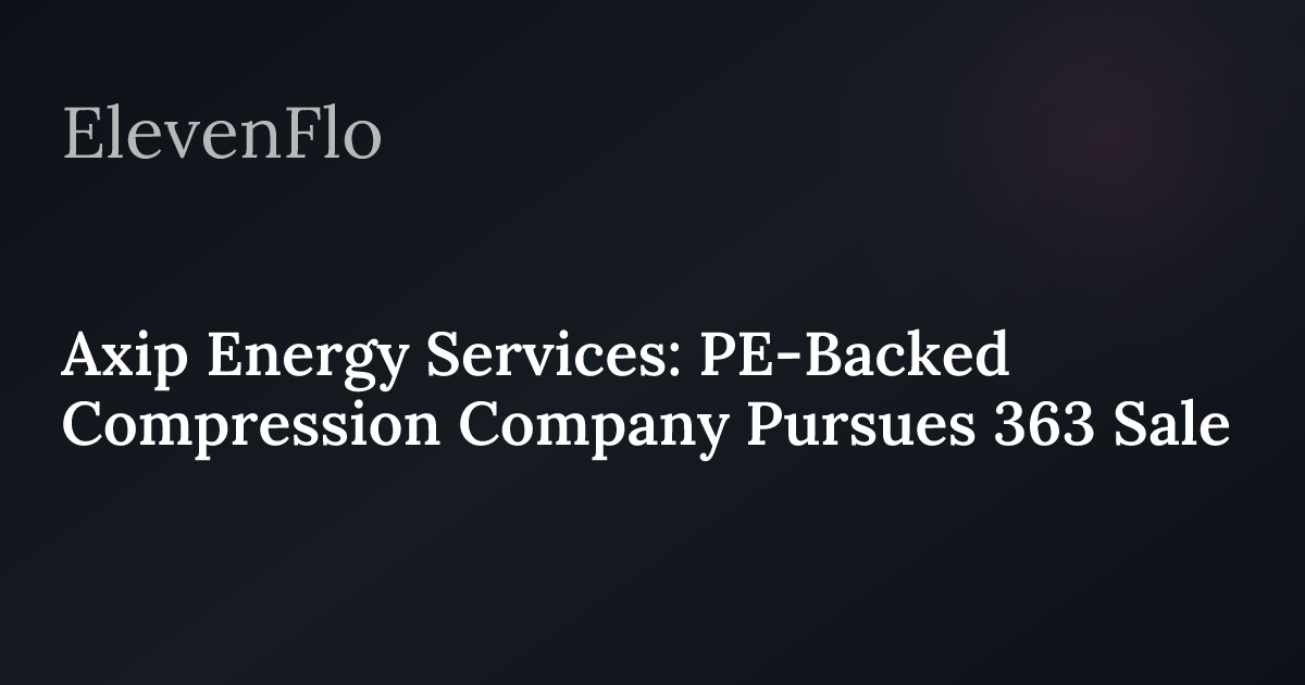 Axip Energy Services: PE-Backed 363 Sale