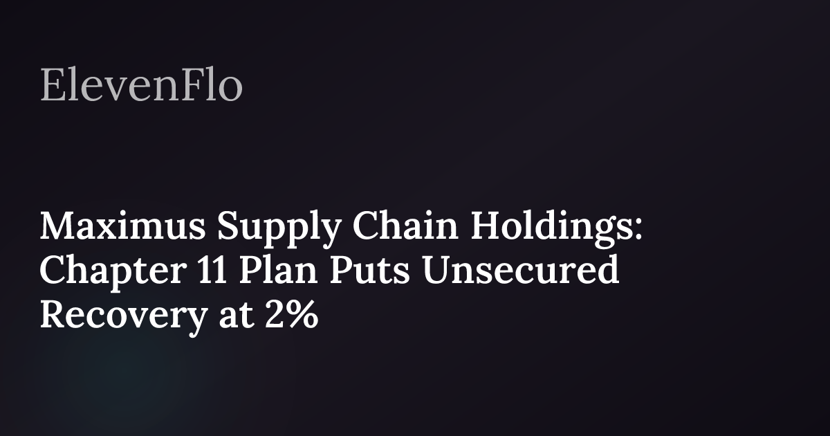 Maximus Supply Chain Holdings: 2% Recovery Plan