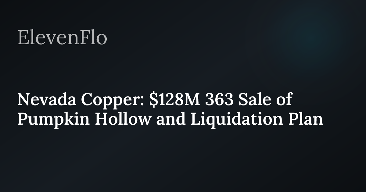 Nevada Copper: $128M Sale and Liquidation Plan Case