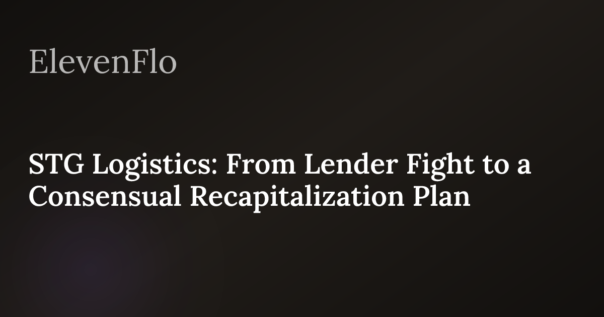 STG Logistics Chapter 11: Plan Confirmation